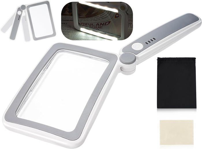 Loupe Avec Lumière, Loupe 3 Fois 5 Led Loupe De Lecture Avec 3 Modes De Gradation, Loupe ...