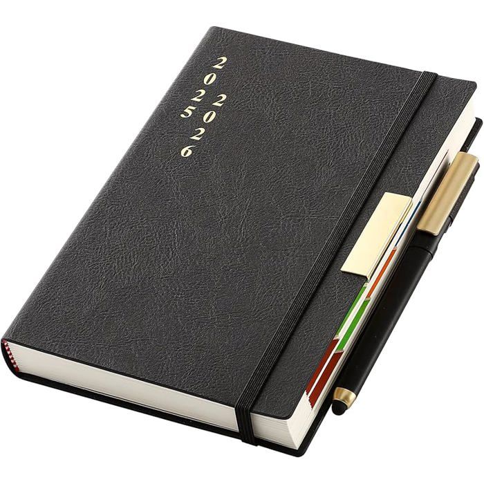 Agenda 13 Mois 2025-2026 A5 Noir - Couverture Rigide, d'Août à Août ...
