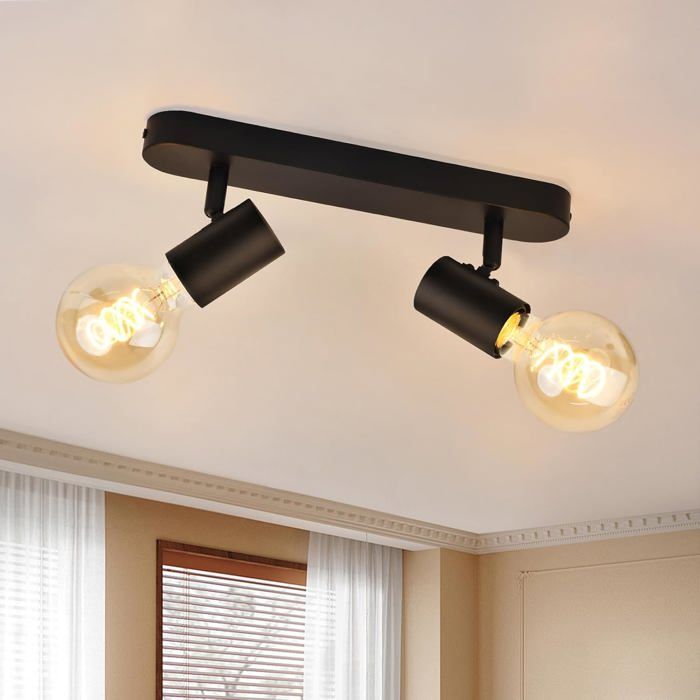 Plafonnier LED Orientable Spot de Plafond Moderne Noir pour Salon ...