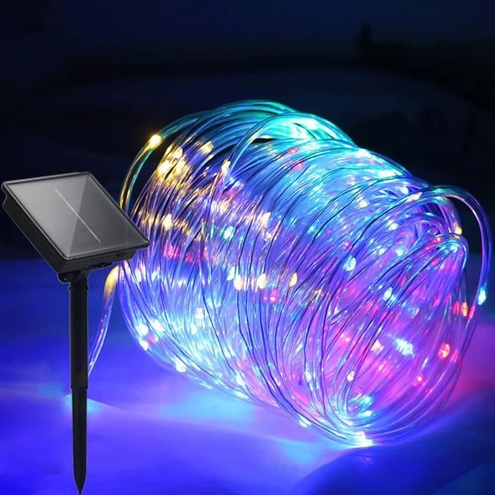 Solaire Ruban Lumineux,100 LED Lumières de Fil de Tube de Cuivre 8 ...
