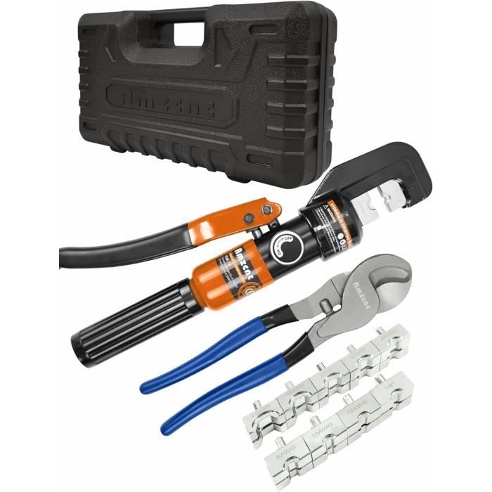 Pince à sertir hydraulique 8 tons 4-70 mm² Pince à cosses avec 9 paires de pinces à sertir (4-70 ...