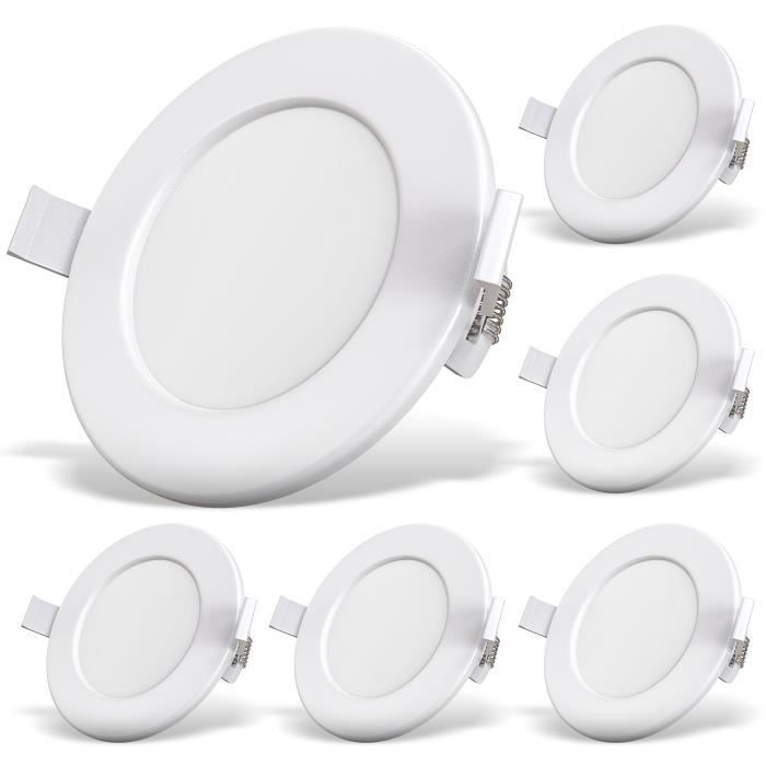 Lot de 6 spots encastrables spéciales salle de bain IP44 B.K.LICHT - Blanc - LED 6W - 3000K ...