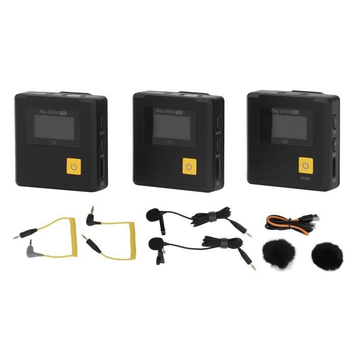 EJ.life Microphone 2 émetteurs 1 récepteur 7RYMS IRay DW20 PRO 2.4G Microphone sans fil double ...