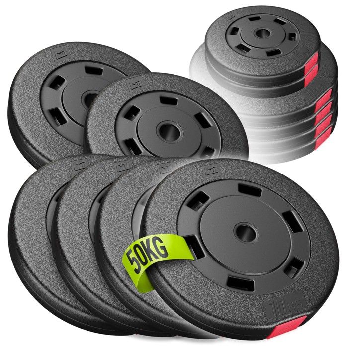 Disques de Poids en Plastique 50 kg, Ø 31 mm Hop-Sport, Disques d ...