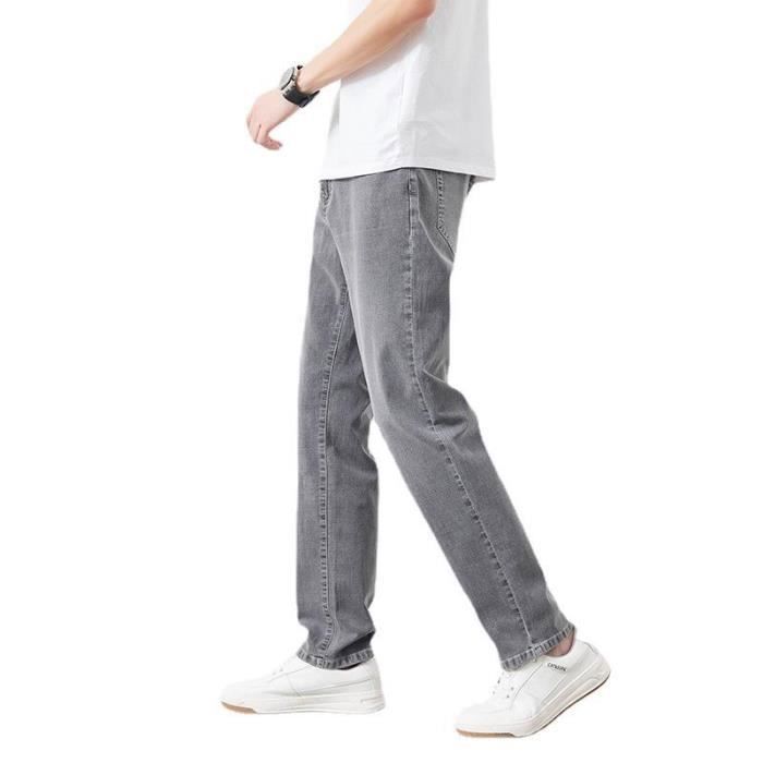 Jean Homme Casual 5 Poche Coupe Droite Effet délavé Taille standard ...