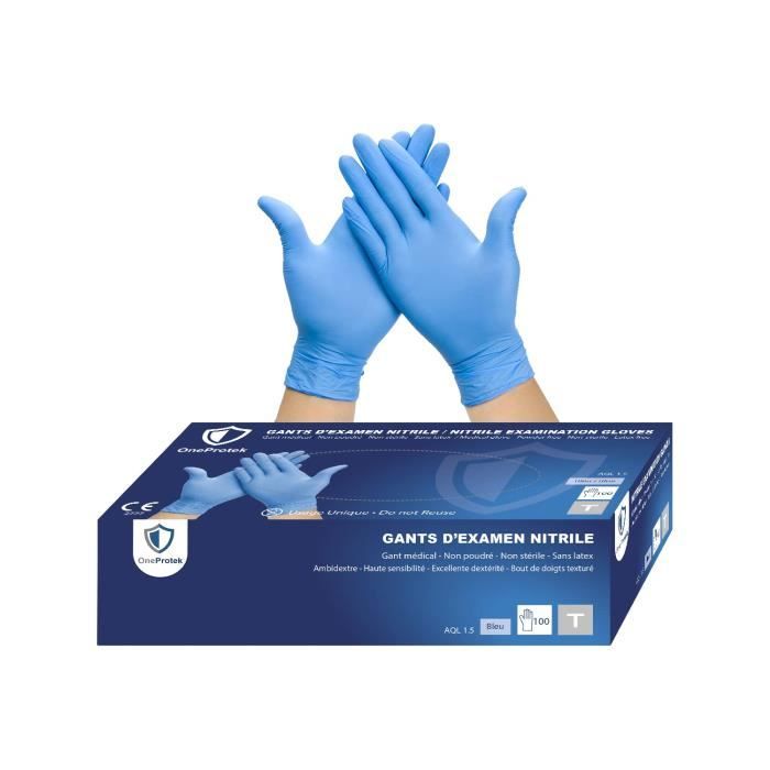 Gants Jetables En Nitrile - Boîte De 100 Gants Jetables Non Poudrés ...