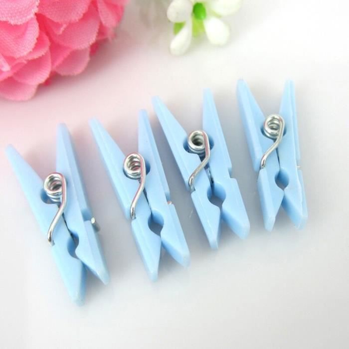 PINCE A LINGE,blue--Mini épingles à linge en plastique 9x25mm, 50 ...