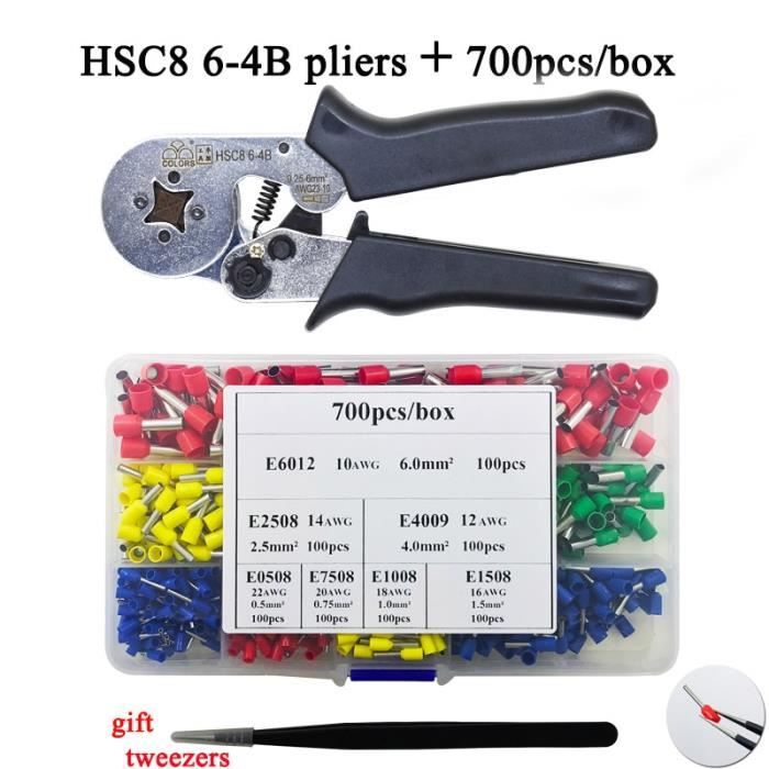 COSSE ELECTRIQUE,6-4B and terminal--Pince à sertir, couleurs HSC8 6 6-6 4B, 0.25 6 mm2 23 10awg ...