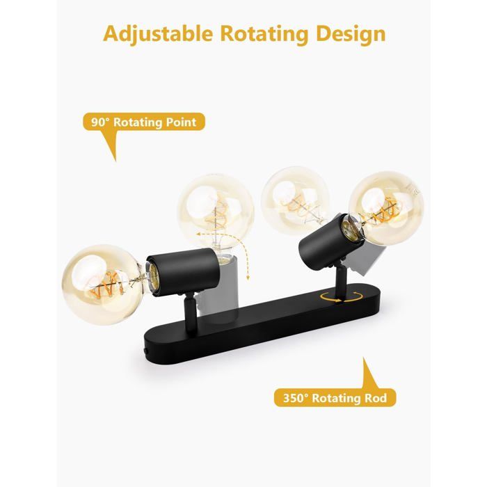 Plafonnier LED Orientable Spot de Plafond Moderne Noir pour Salon ...