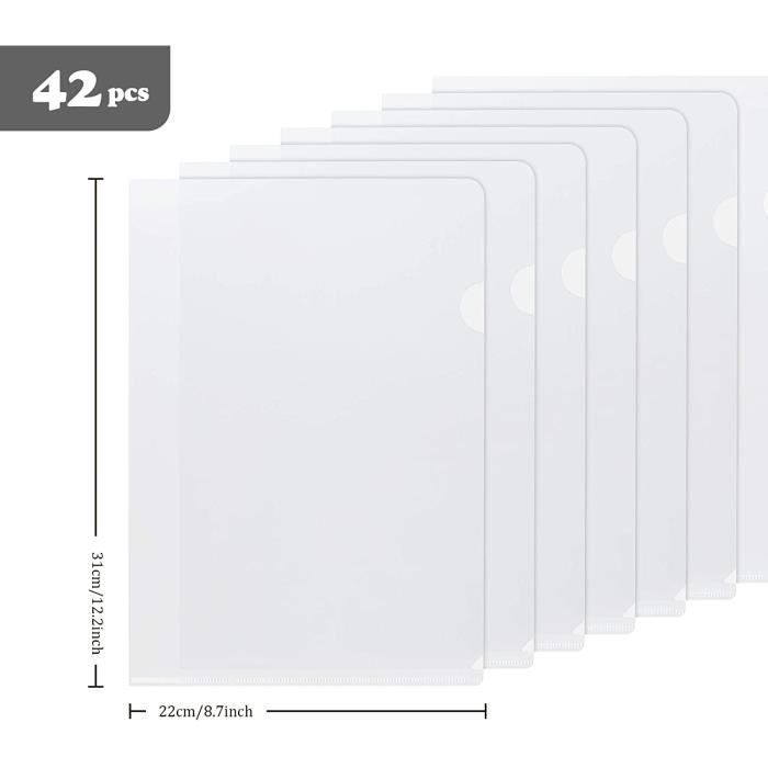 Dossiers en plastique transparent A4, 42pcs Transparentes Chemise ...