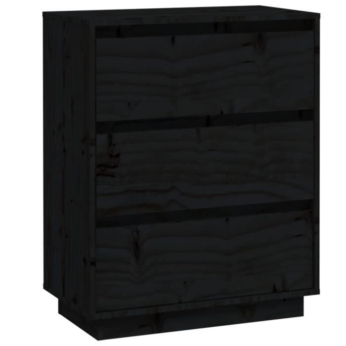 MOH-Buffet Noir 60x34x75 cm Bois massif de pin -HB2 - Cdiscount Maison