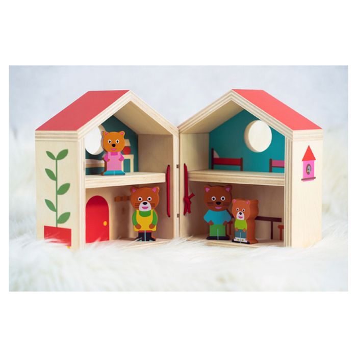 Djeco Minihouse - Maisonnette en bois à ouvrir avec 4 personnages, dès ...