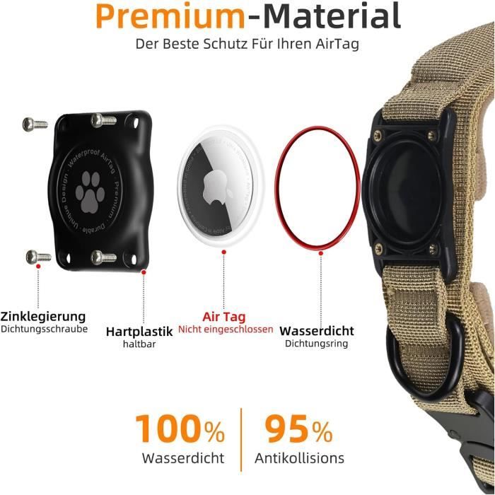 Collier Tactique Airtag Pour Chien - 100 % Étanche - Avec Poignée ...