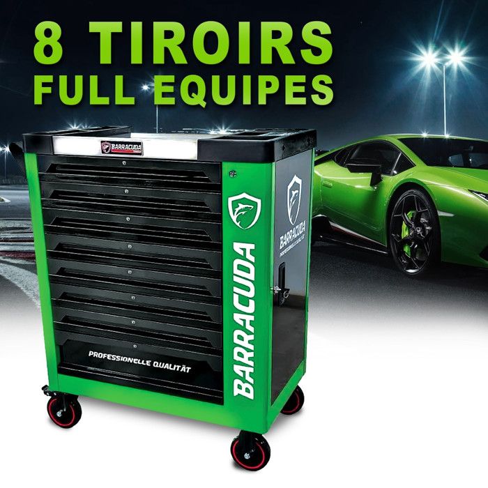 Servante d'atelier complète Barracuda Tools VERTE PRO++ 8 tiroirs 8 ...