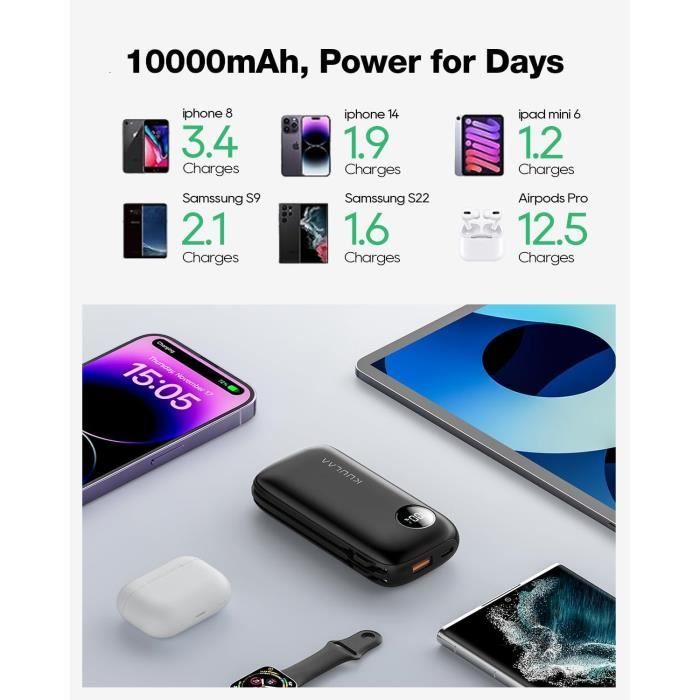 Powerbank, 22,5W Schnellladefunktion 10000Mah Power Bank Klein Aber ...
