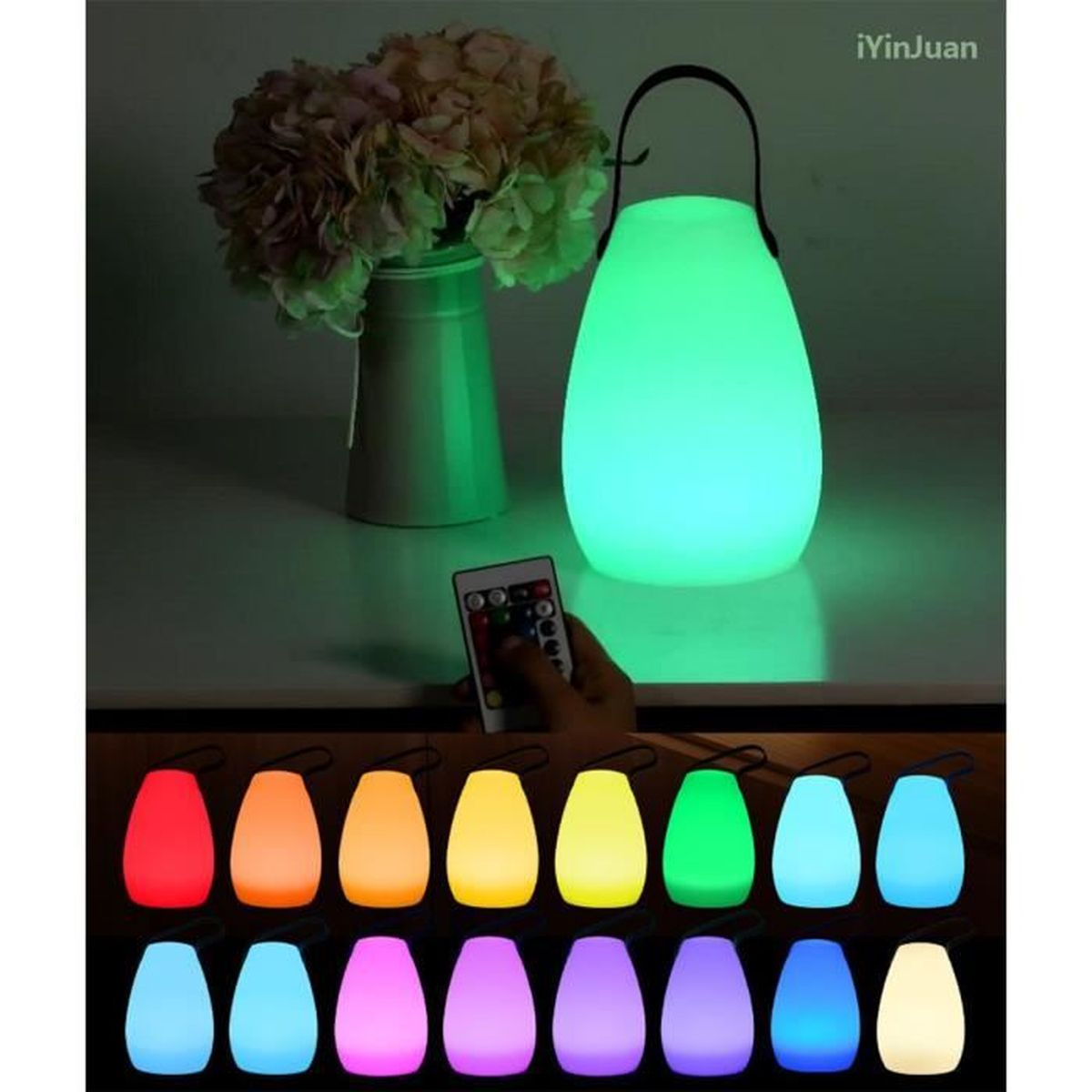 Lampe de Table LED Extérieur avec Télécommande 16 Couleurs Intensité ...