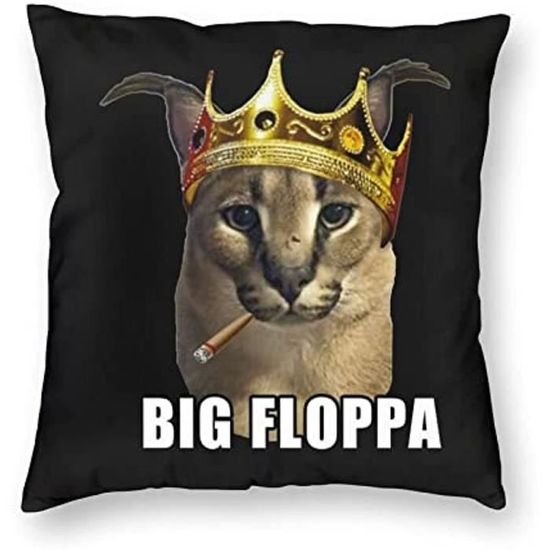 Big Floppa Rapper King Crown Poppa Meme Caracal Cat Africa Throw Taie d ...