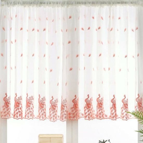 Rideaux,Rideaux brodés rideaux courts paon maille Semi pure rideaux ...
