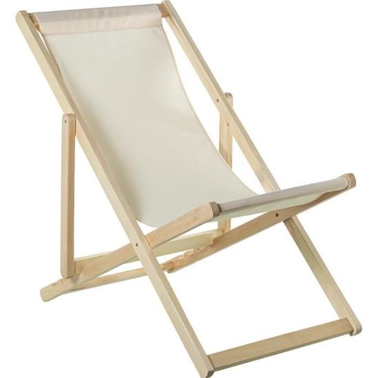 Hamac pliable en bois avec 4 positions avec tissu beige 88,5 x 72 x 102 ...