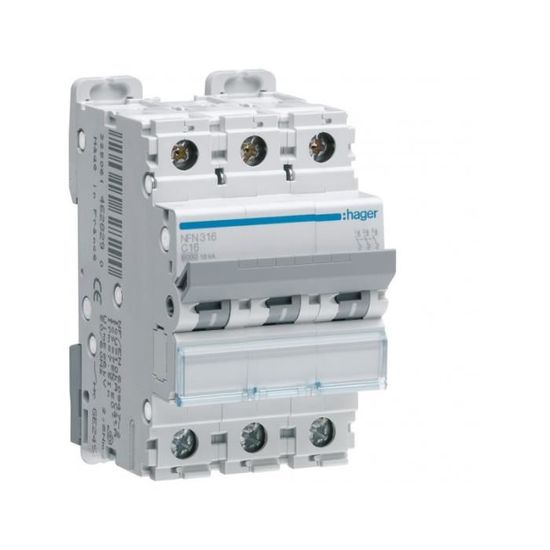 HAGER - Disjoncteur 3P 6-10kA courbe B - 20A 3 modules - Cdiscount Bricolage