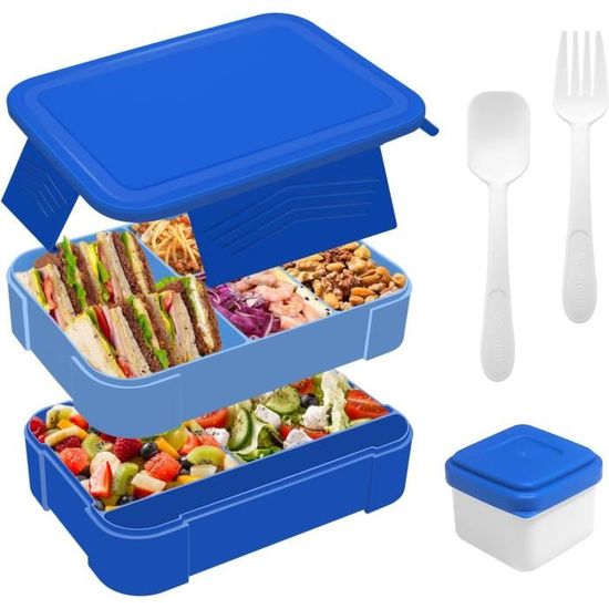Lunch Box Compartimentée Avec Couverts,1550Ml Bento Lunch Box Anti ...