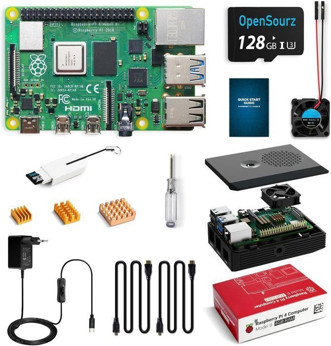 Raspberry Pi 4 Modèle B 4Go RAM+128Go Core Cortex-A72 4 x 1,50GHz, 64 ...