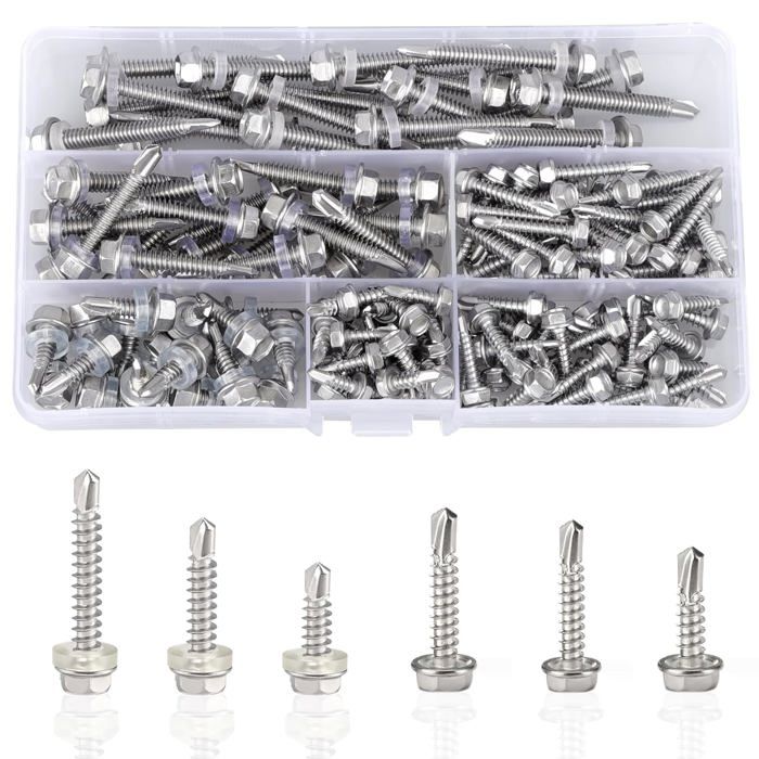 165 Pcs Vis Autoforeuse Metal M4,2 M5,5 Vis Autotaraudeuse Inox Vis Autoperceuse Pour Metal Tete ...