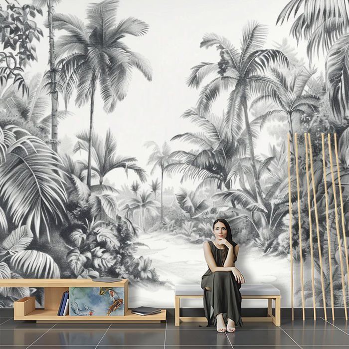 Papier Peint Noir Et Blanc Jungle