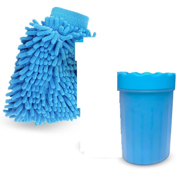 Nettoyeur pattes chien : microfibre gant, normal/grand. Nettoyage ...