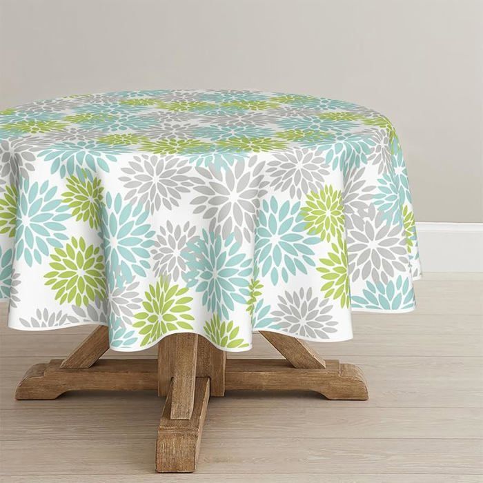 Autumn Round Tablecloth 120cm Green Flowers Dahlias Autumn Seasonal ...