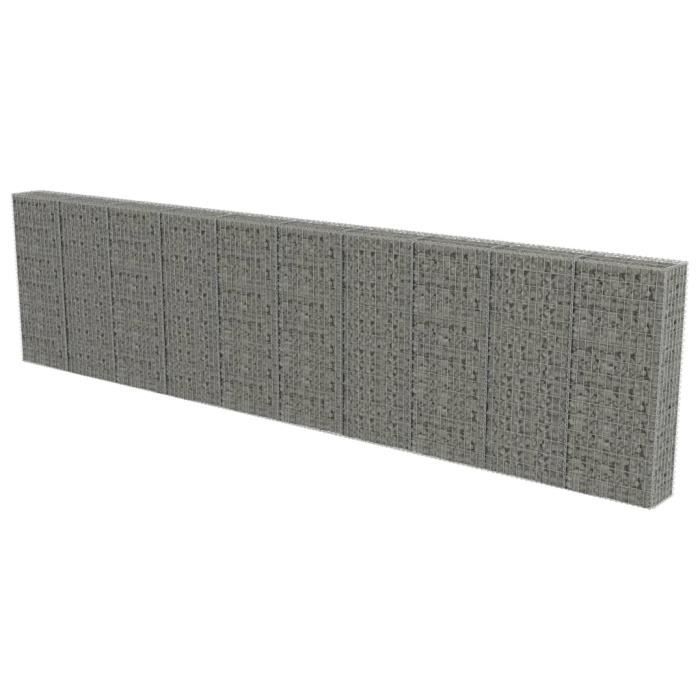 Mur à gabion avec couvercles Acier galvanisé 600 x 30 x 150 cm ...