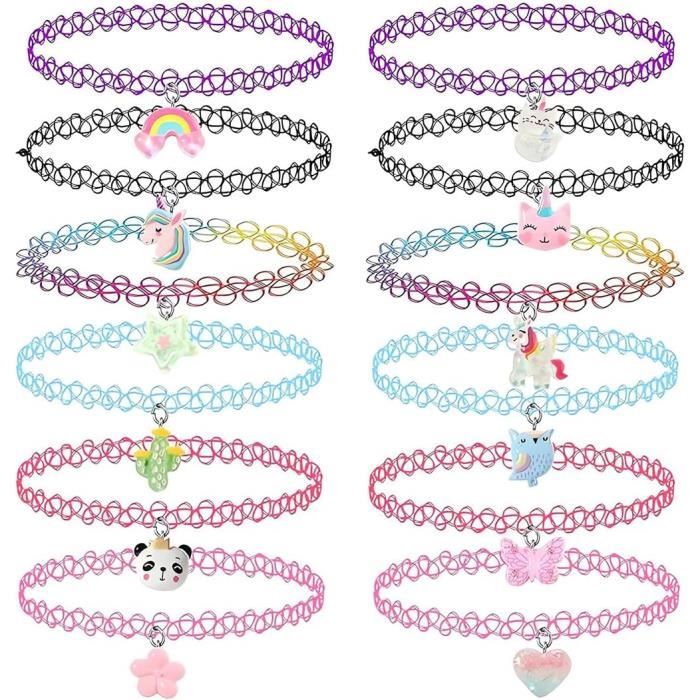 Collier - Non spécifié - 12 Pièces - Élastique - Pendentifs Colorés ...