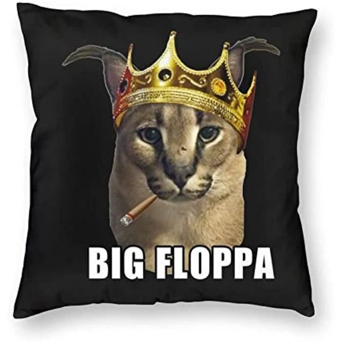 Big Floppa Rapper King Crown Poppa Meme Caracal Cat Africa Throw Taie d ...