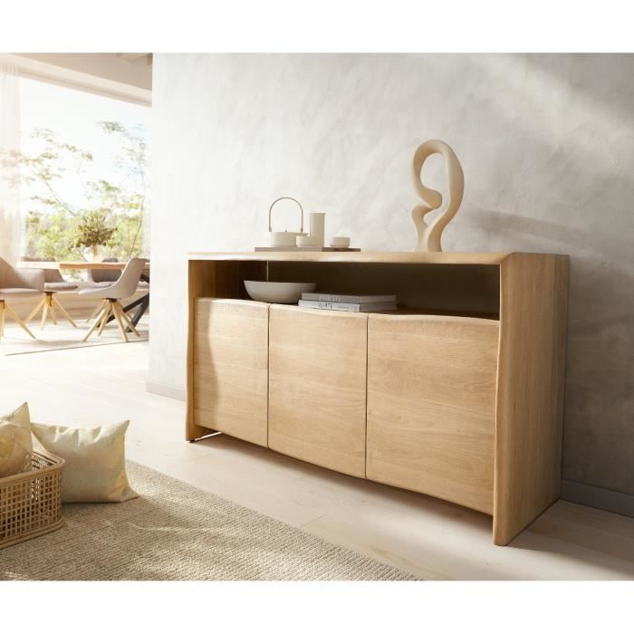 Commode Live-Edge 145 cm chêne nature 3 portes - Cdiscount Maison