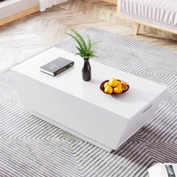 Table basse LED 100x50x35.1cm, poignées brillantes, table basse ...