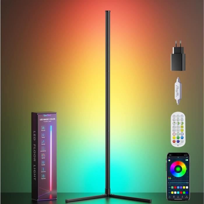 Led Lampadaire Sur Pied Salon, Rgb Smart Lampadaire D'Angle Avec App Contrôle Et Télécommande ...
