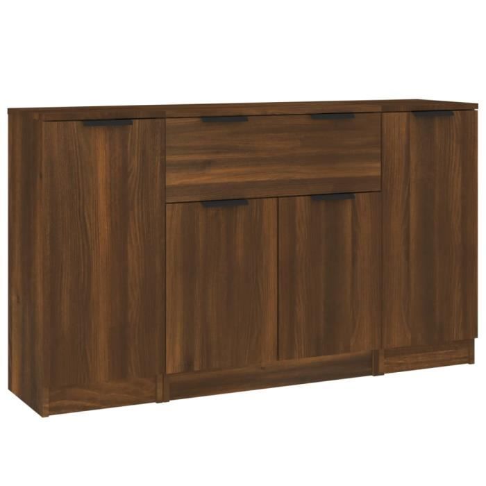 Fafeicy Buffets 3 pcs Chêne marron Bois d'ingénierie A3115835 LS008 ...