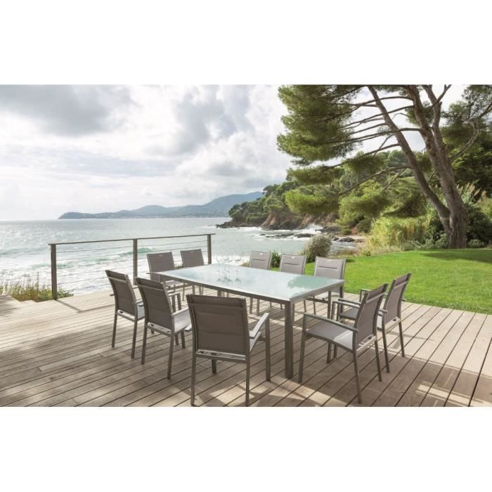TABLE EXTERIEURE FIXE AZUA VERRE HESPERIDE SILVER - Cdiscount Jardin TABLE EXTERIEURE FIXE AZUA VERRE HESPERIDE SILVER - Cdiscount Jardin