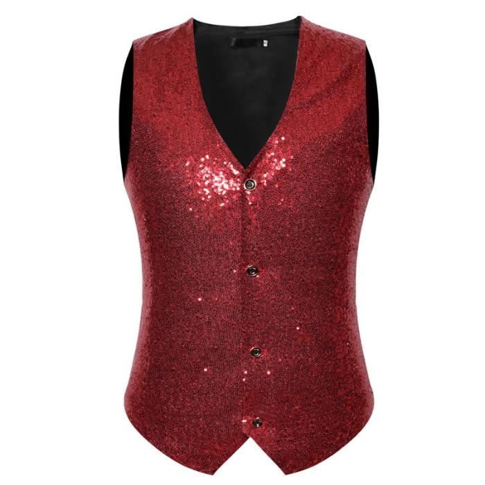 Vin rouge - Gilet De Costume À Paillettes Dorées Brillantes Pour Homme ...
