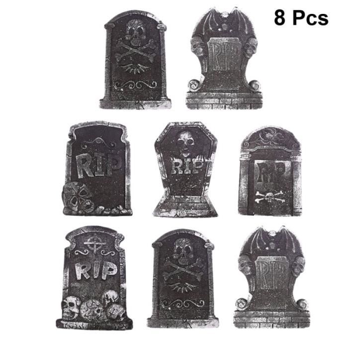 3 Pcs Simulation Tombstone Skull Head Haunted House Stone Prop Horror ...