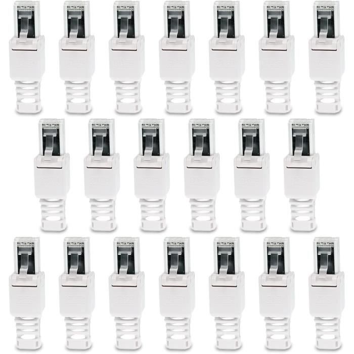 Fiche Réseau Cat 6A Rj45 - 20 Connecteurs Réseau Rj45 - Avec Décharge ...