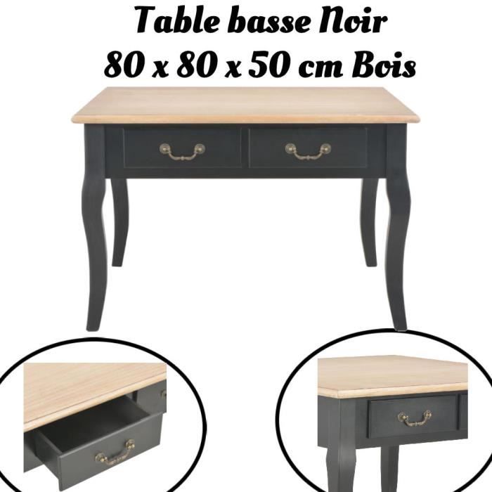 COC Table basse 80 x 80 x 50 cm Avec 4 tiroirs MDF + bois de pin marron ...