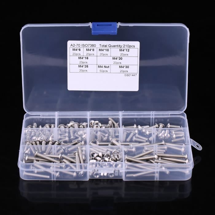 Vis et écrous - VBESTLIFE - Assortiment 210pcs M4 - Acier inoxydable ...