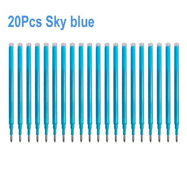 STYLO,20Pc Sky blue Refill--Stylo à Gel effaçable rétractable, 8 ...