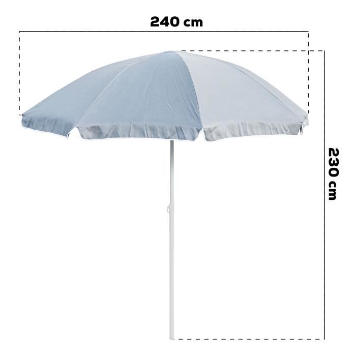 Kit de parasol avec socle de parasol en couleur bleu, large D 240cm H ...