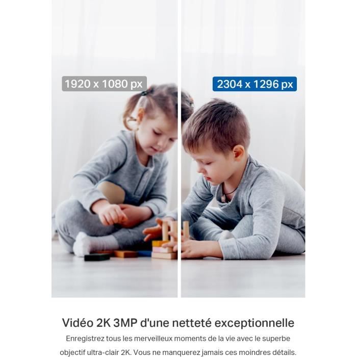 Caméra Surveillance Wifi Intérieure 2K(3Mp) C211, Détection De Personne ...