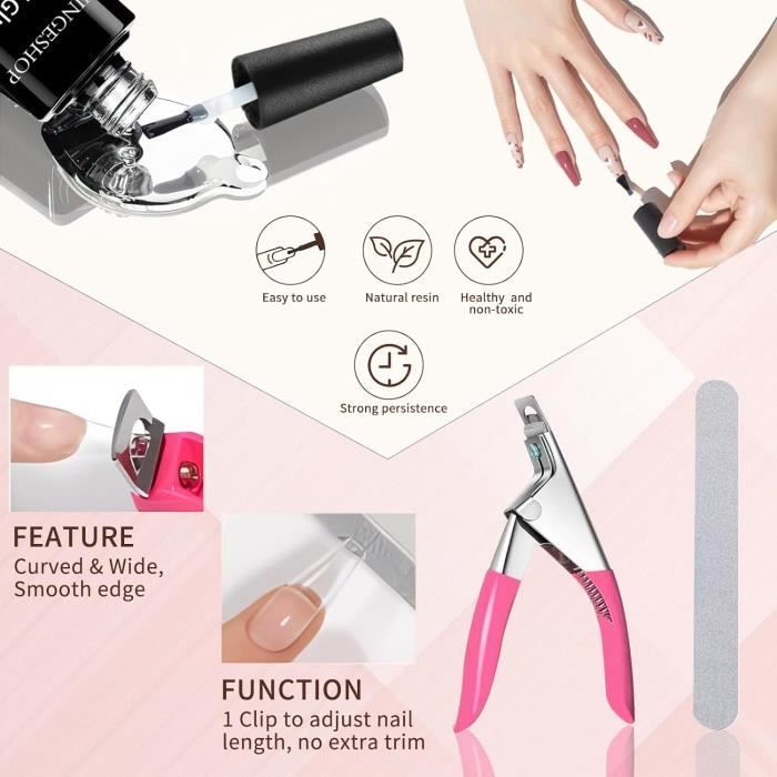 Kit de manucure américain, 12 tailles de faux ongles, kit de manucure ...