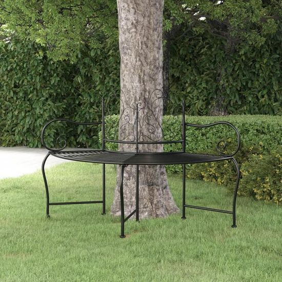 BEAU Banquette/ Banc tour d'arbre 150 cm Noir Acier mode924246 - Cdiscount Jardin