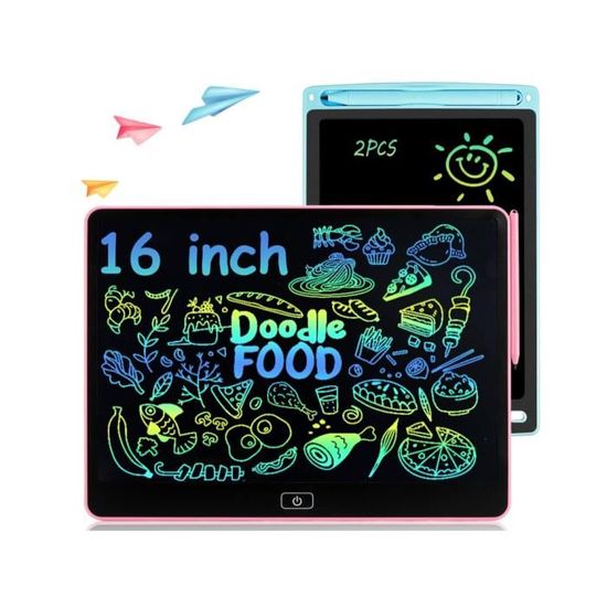 2PCS Tablette d'écriture LCD 10 pouces Bleu et 16 pouces Rose pour ...