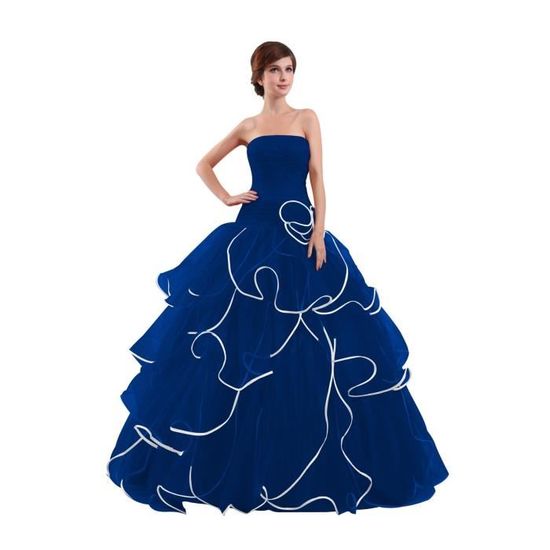 Robe de bal de promo en satin et gaze Bleu roi Bleu roi - Cdiscount ...